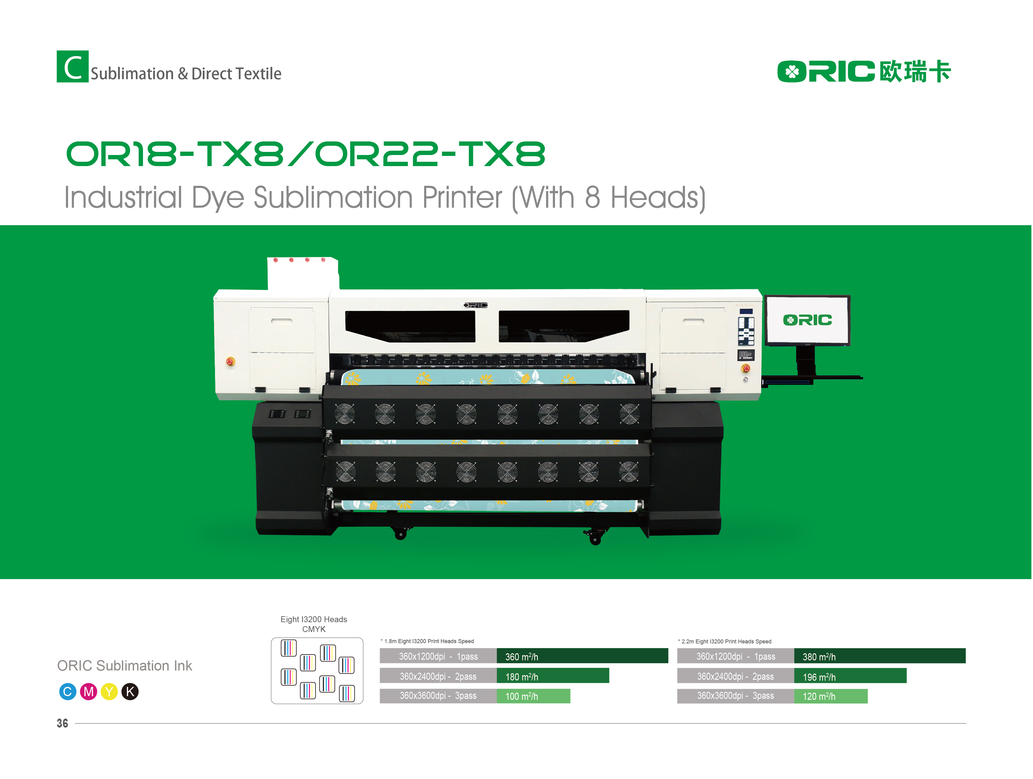 OR18 -TX8/OR22-TX8 1.8m Sublimation Printer With Eight Print Heads （2.2m optional） from China ...